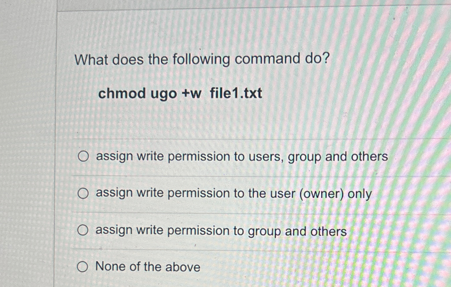 What Does The Following Command Dochmod Ugo W