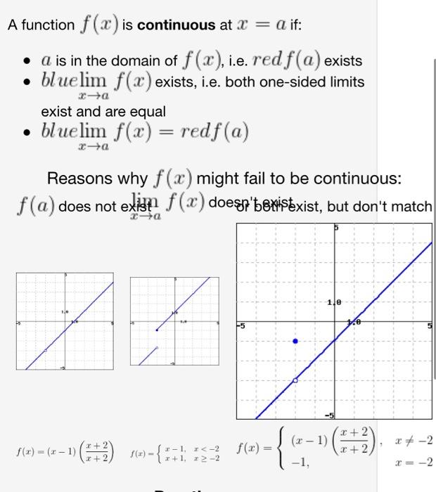 Solved A function f(x) is continuous at x=a if: - a is in | Chegg.com