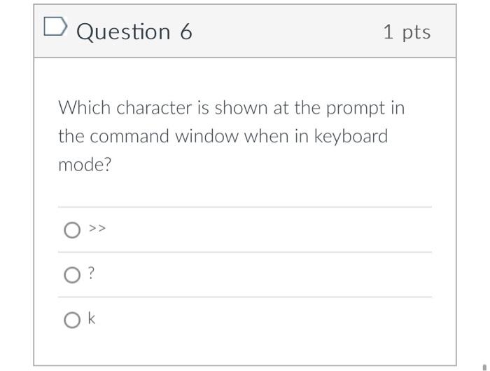 Solved Question 6 1 pts Which character is shown at the | Chegg.com