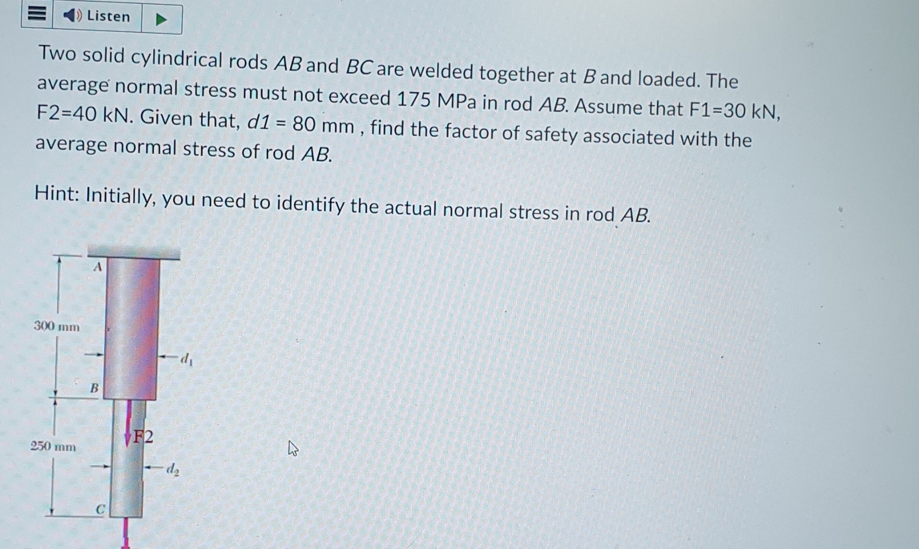 Solved Two solid cylindrical rods AB ﻿and BC ﻿are welded | Chegg.com