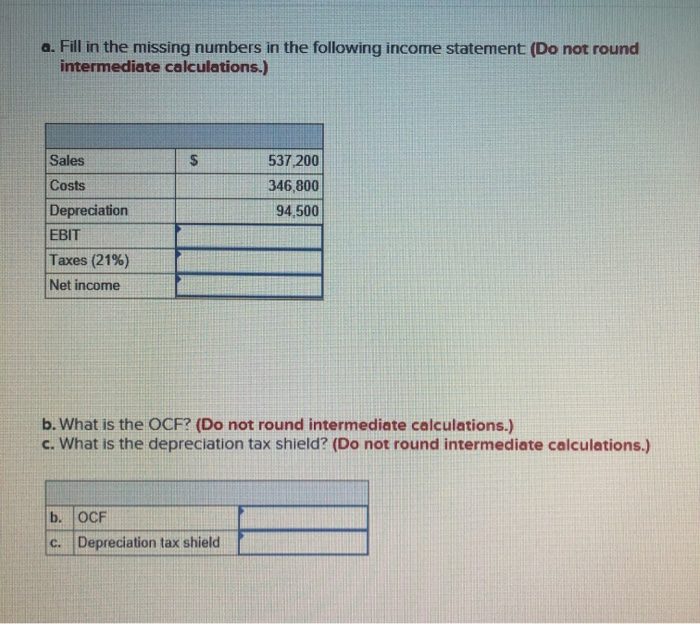 Solved a. Fill in the missing numbers in the following | Chegg.com