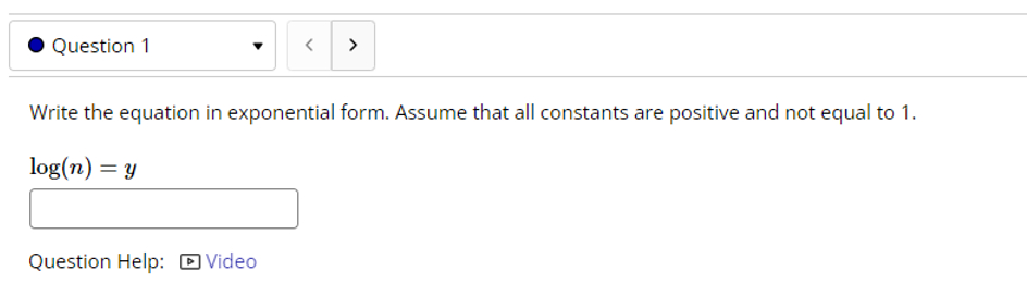Solved Write the equation in exponential form. Assume that | Chegg.com