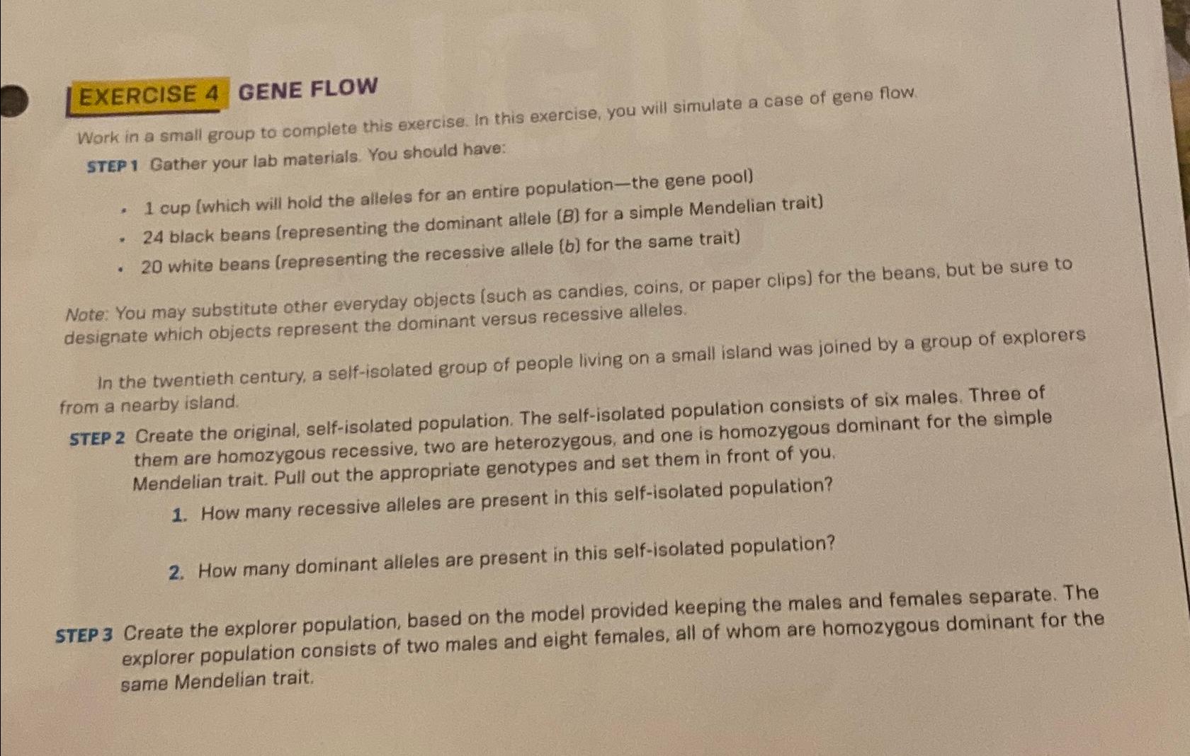 Solved EXERCISE 4 GENE FLOWWork in a small group to | Chegg.com Solved EXERCISE 4 GENE FLOWWork in a small group to | Chegg.com