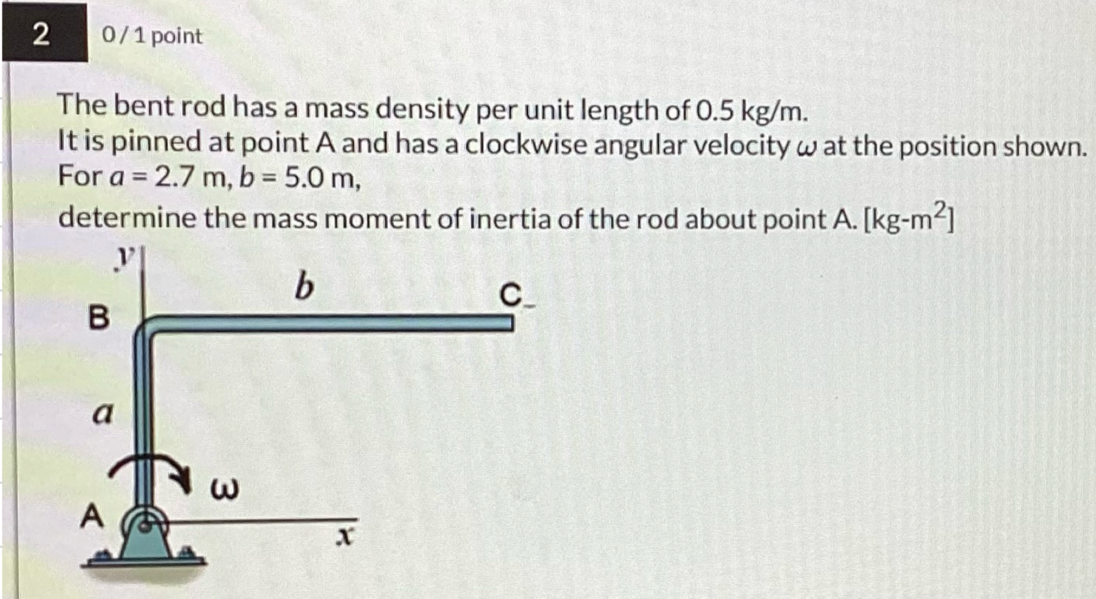 Solved 20/1 ﻿pointThe bent rod has a mass density per unit | Chegg.com