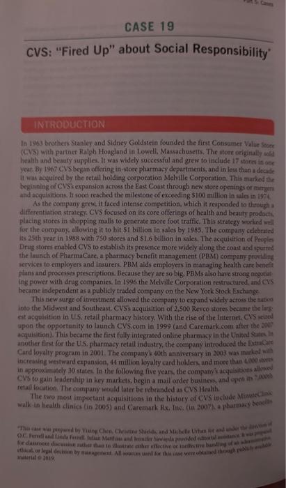 CVS: "Fired Up" about Social Responsibility" | Chegg.com