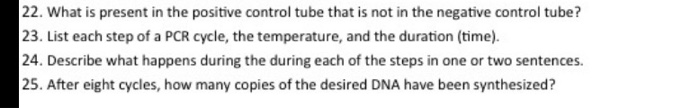 Solved 22. What is present in the positive control tube that | Chegg.com