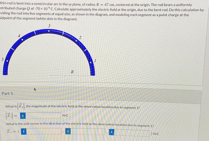 Solved thin rod is bent into a semicircular arc in the xy | Chegg.com