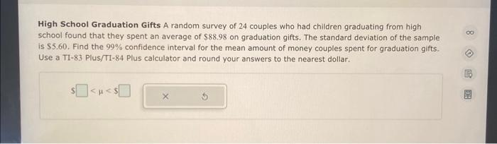 Solved High School Graduation Gifts A random survey of 24 | Chegg.com