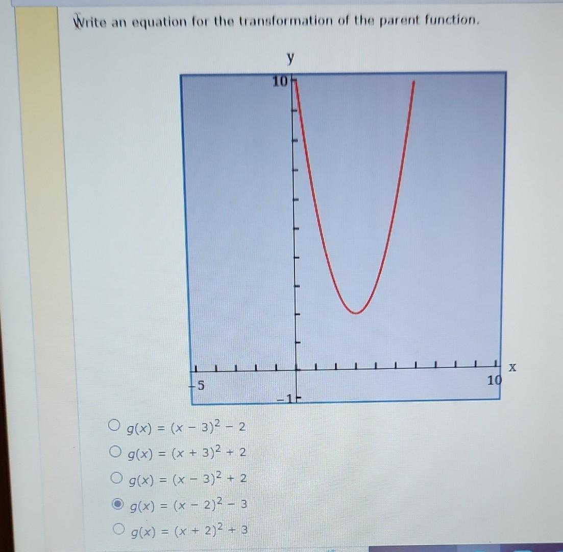Solved Write an equation for the transtormation of the | Chegg.com
