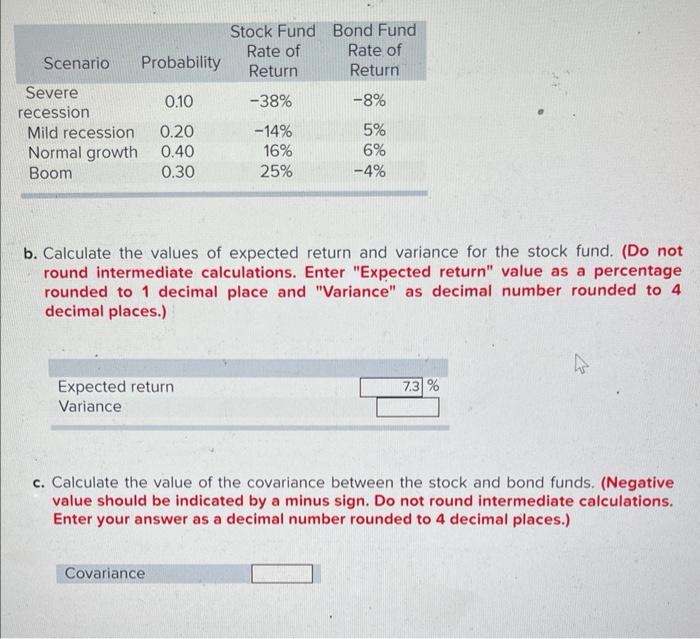 Solved b. Calculate the values of expected return and | Chegg.com