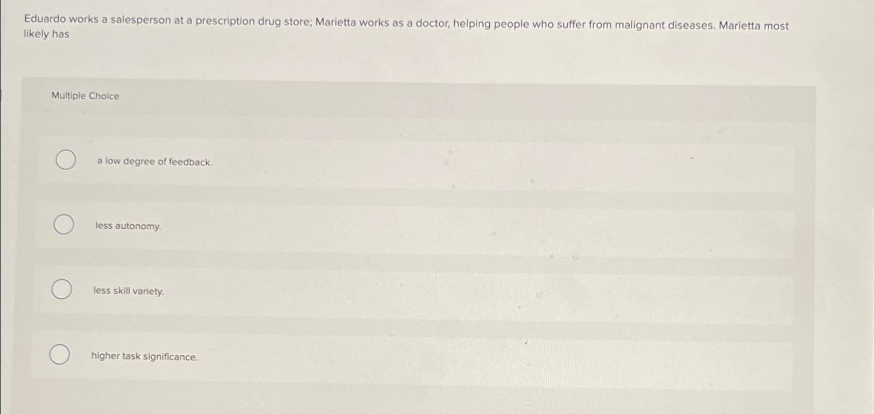 Solved Eduardo works a salesperson at a prescription drug | Chegg.com