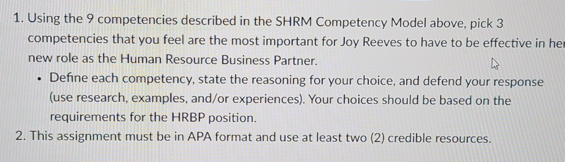 Solved Using the 9 ﻿competencies described in the SHRM | Chegg.com
