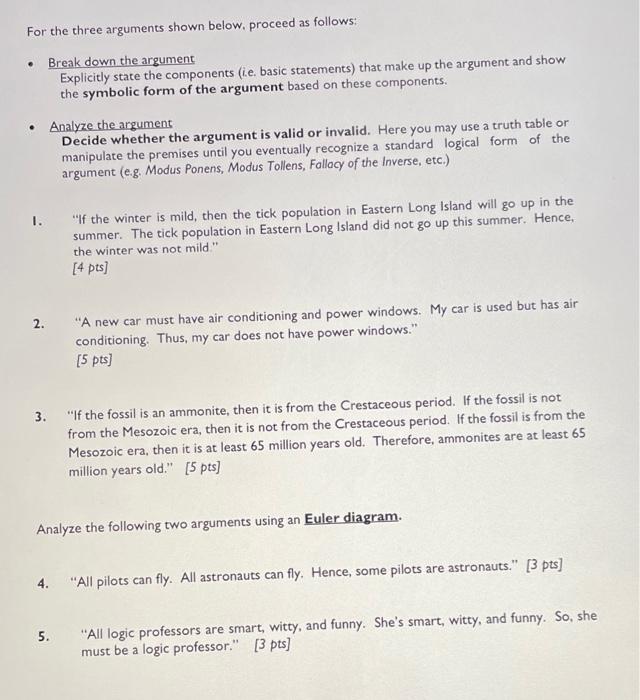 Solved For the three arguments shown below, proceed as | Chegg.com