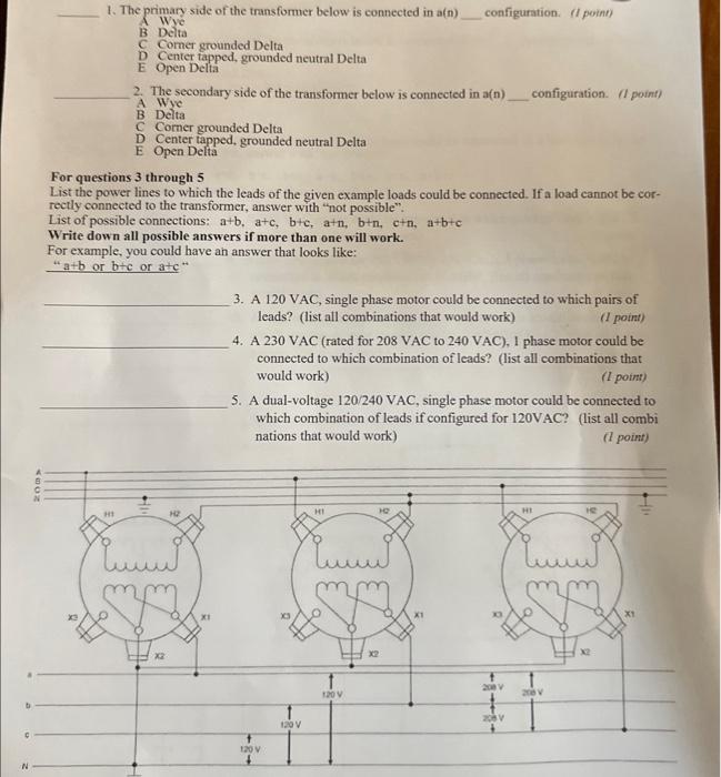 Solved 1. The primary side of the transformer below is | Chegg.com