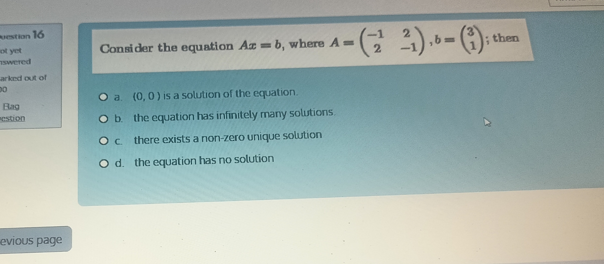 Solved Consider The Equation Ax B where