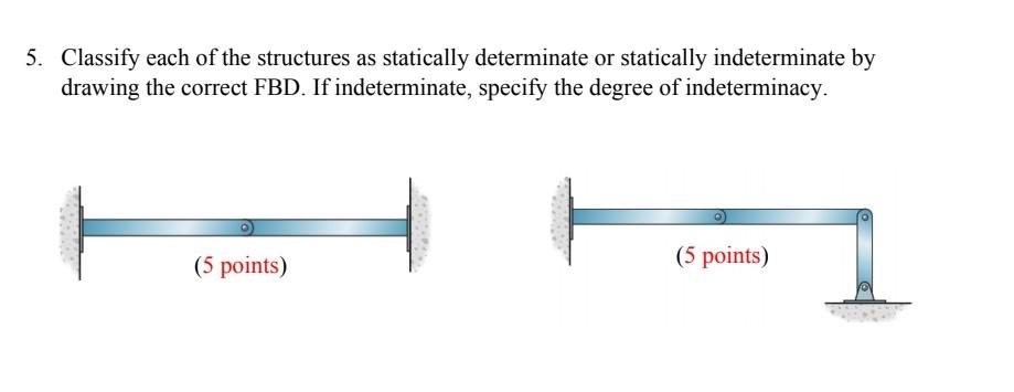 Solved 5. Classify each of the structures as statically | Chegg.com