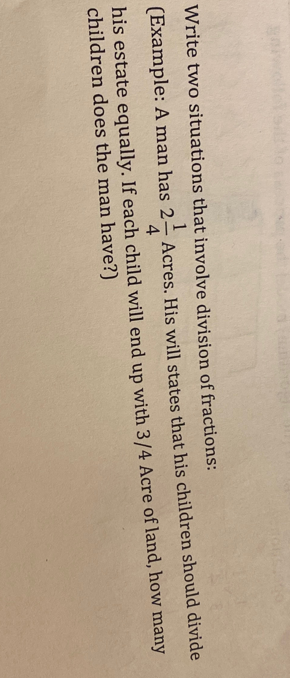 Solved Write two situations that involve division of | Chegg.com