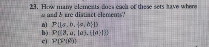 Solved 23. How many elements does each of these sets have | Chegg.com