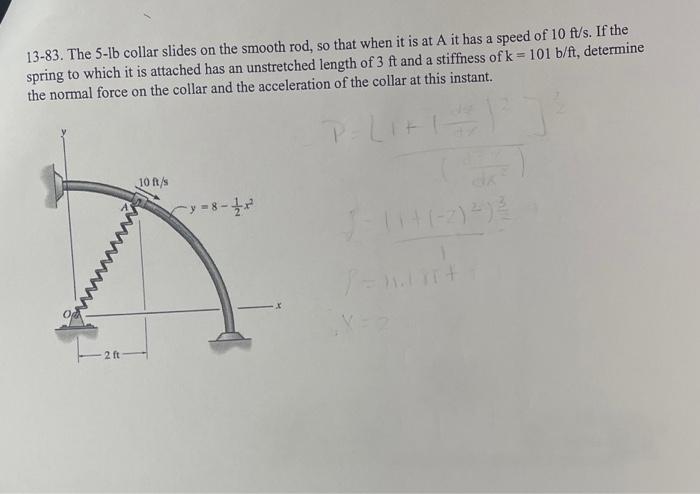 Solved 13-83. The 5−lb collar slides on the smooth rod, so | Chegg.com