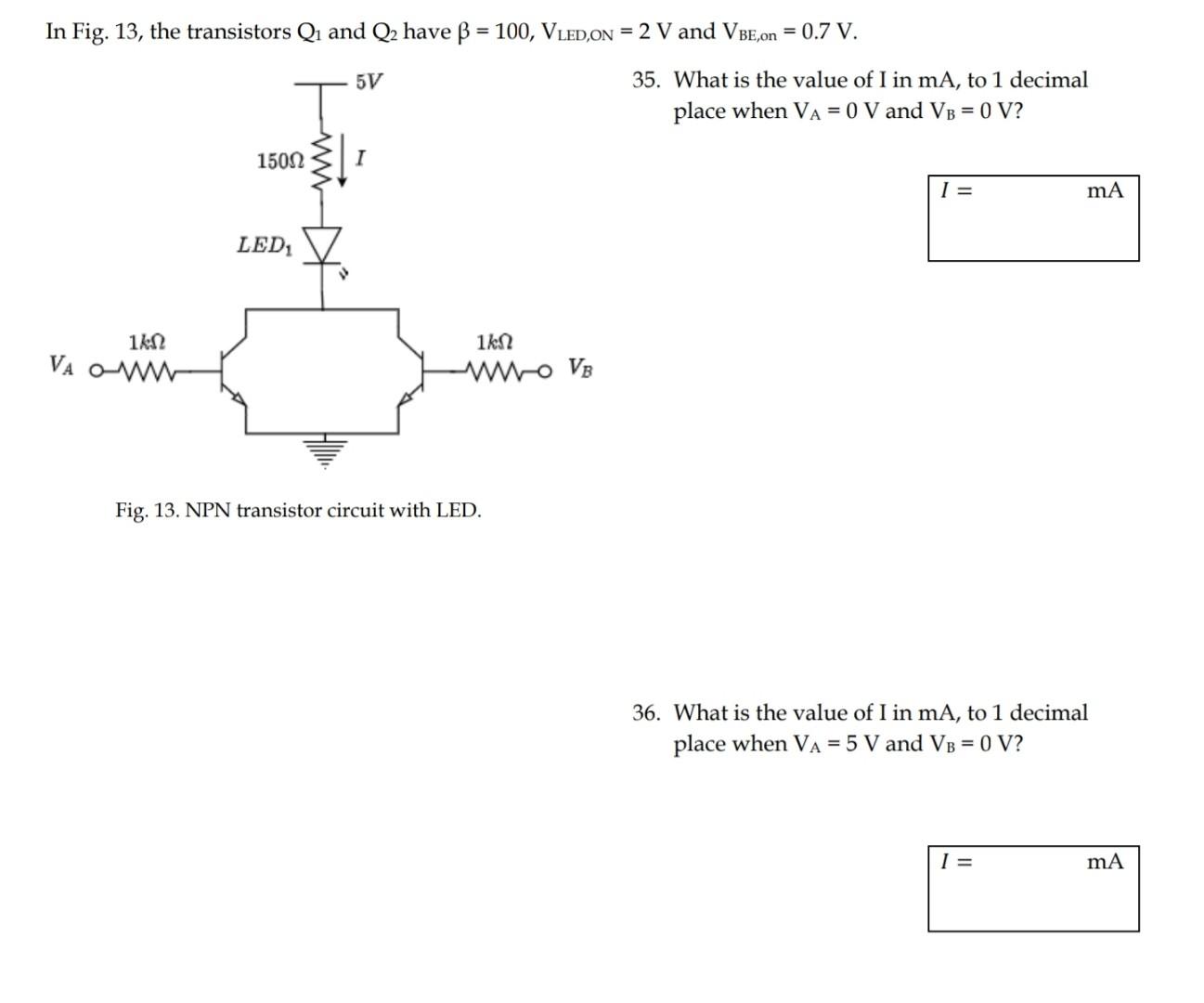 Solved In Fig. 13, the transistors Q₁ and Q₂ have ß = 100, | Chegg.com