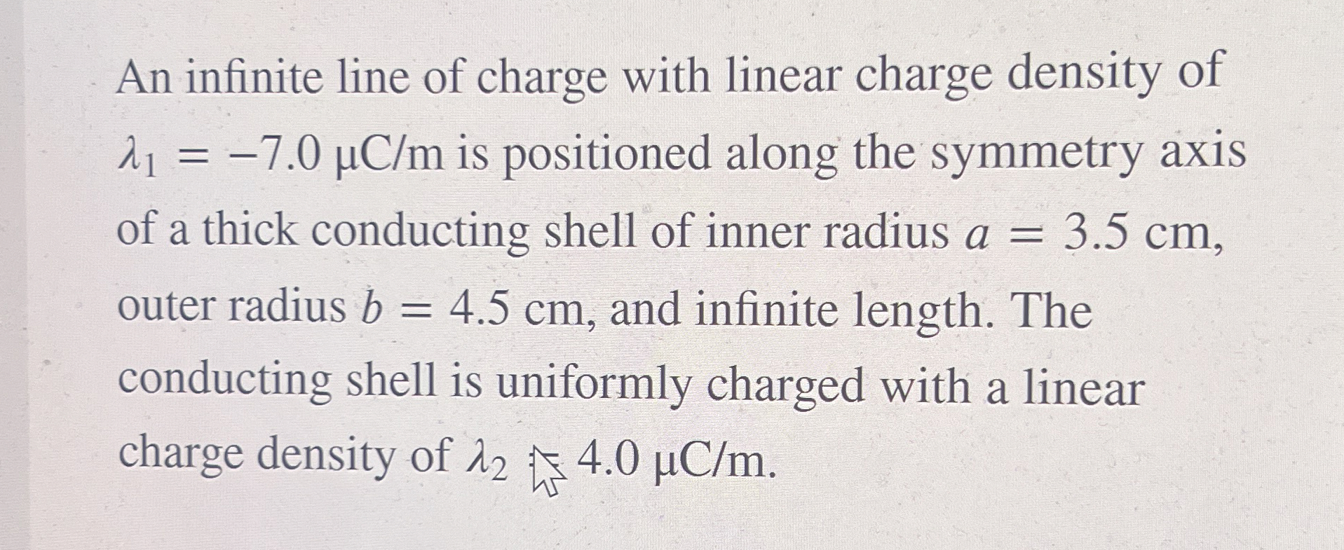 Solved An infinite line of charge with linear charge density | Chegg.com