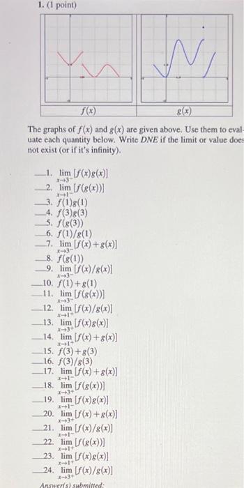 Solved The graphs of f(x) and g(x) are given above. Use them | Chegg.com
