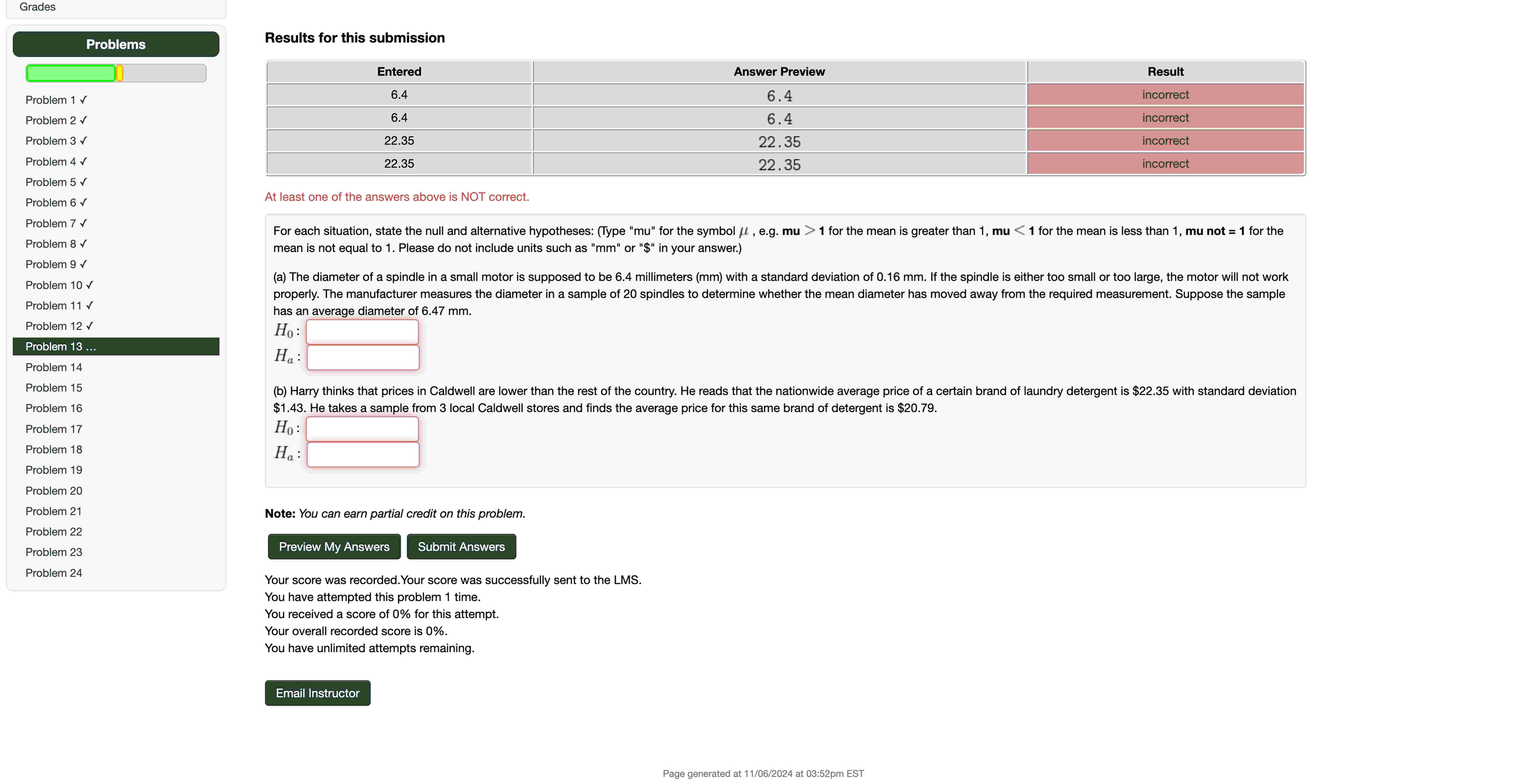Solved For each situation, state the null and alternative | Chegg.com