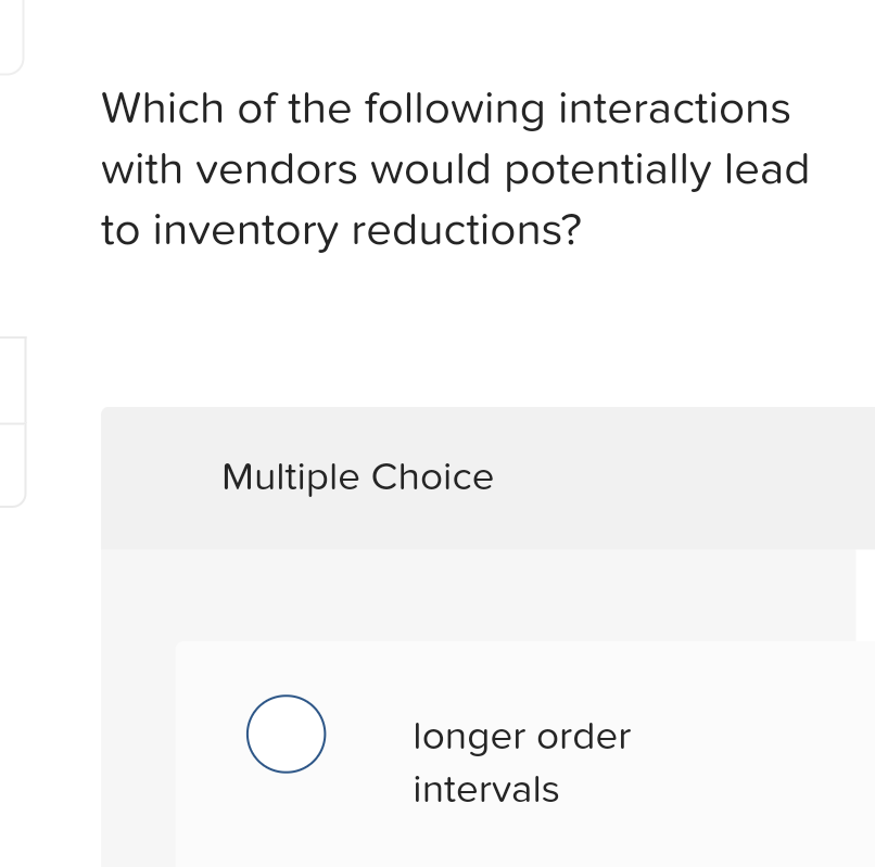 Solved Which of the following interactions with vendors | Chegg.com