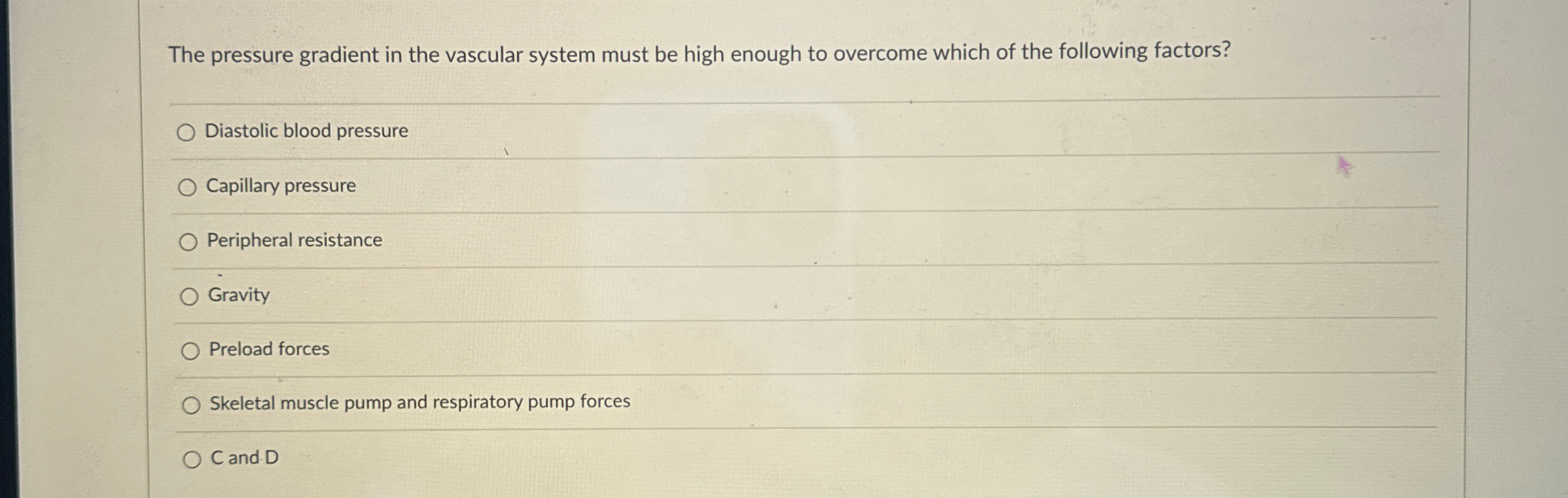Solved The pressure gradient in the vascular system must be | Chegg.com
