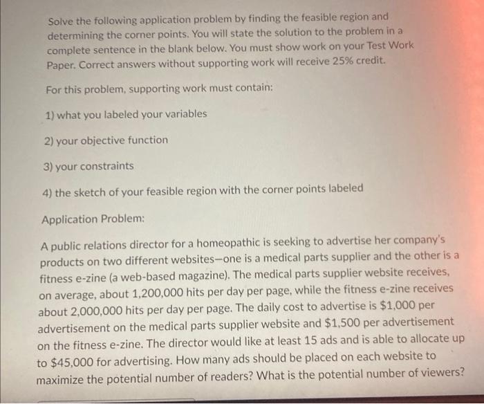 Solved Solve the following application problem by finding | Chegg.com
