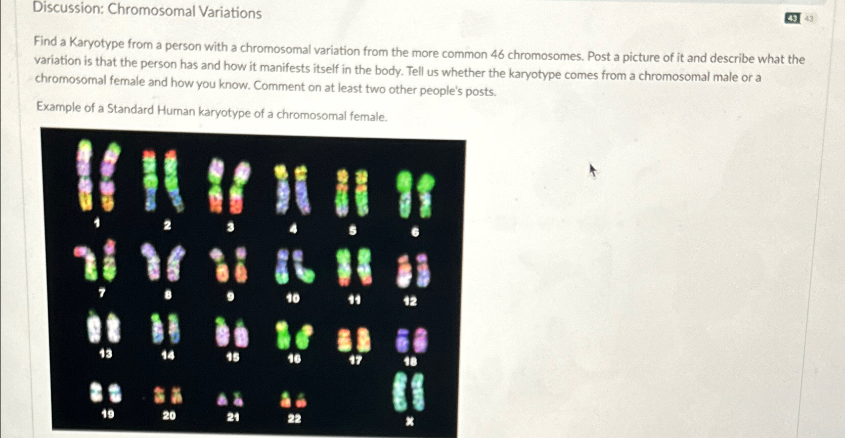 Discussion: Chromosomal VariationsFind a Karyotype | Chegg.com