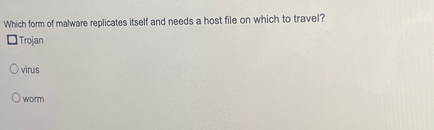 Solved Which Form Of Malware Replicates Itself And Needs A 