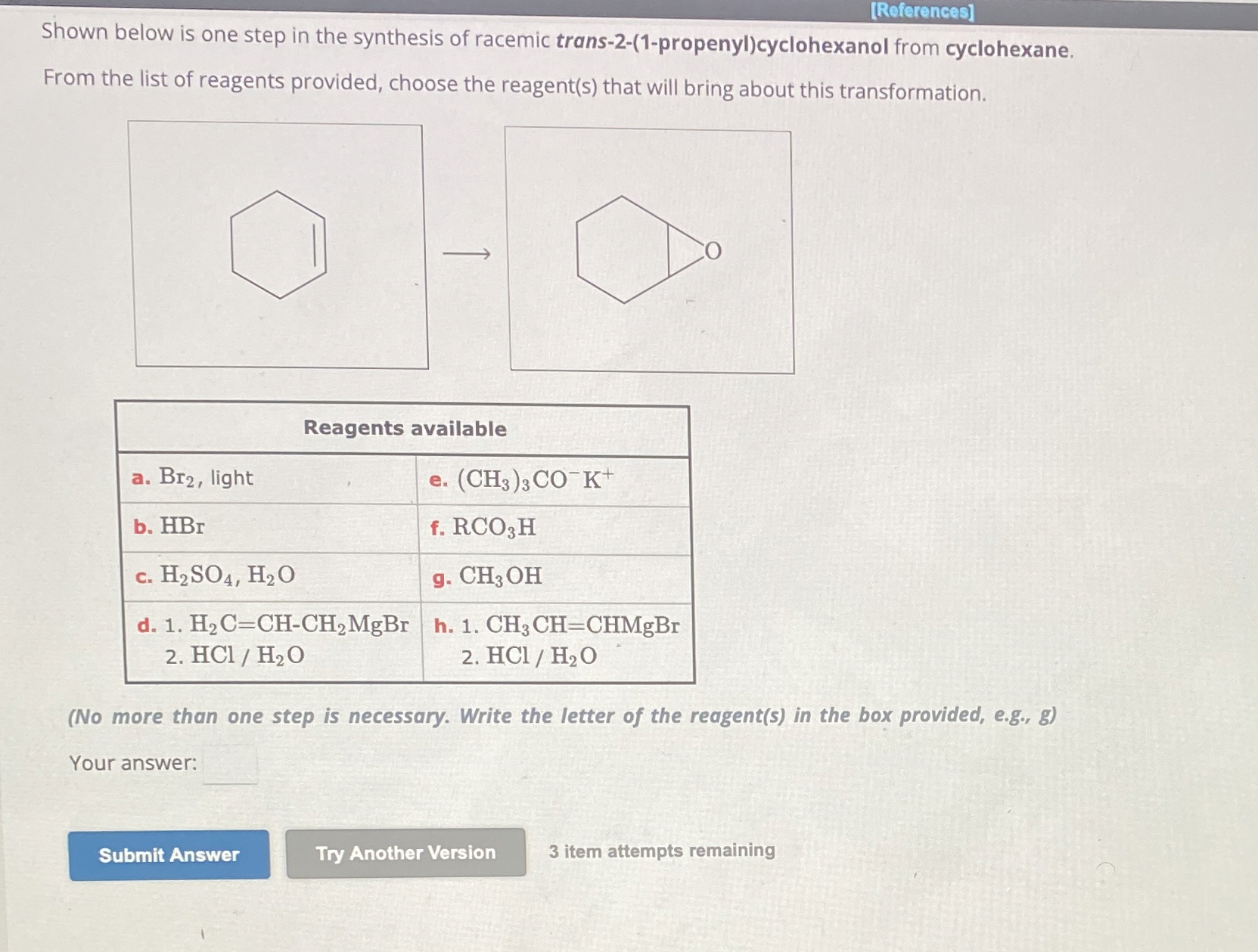 Solved [References]Shown below is one step in the synthesis | Chegg.com