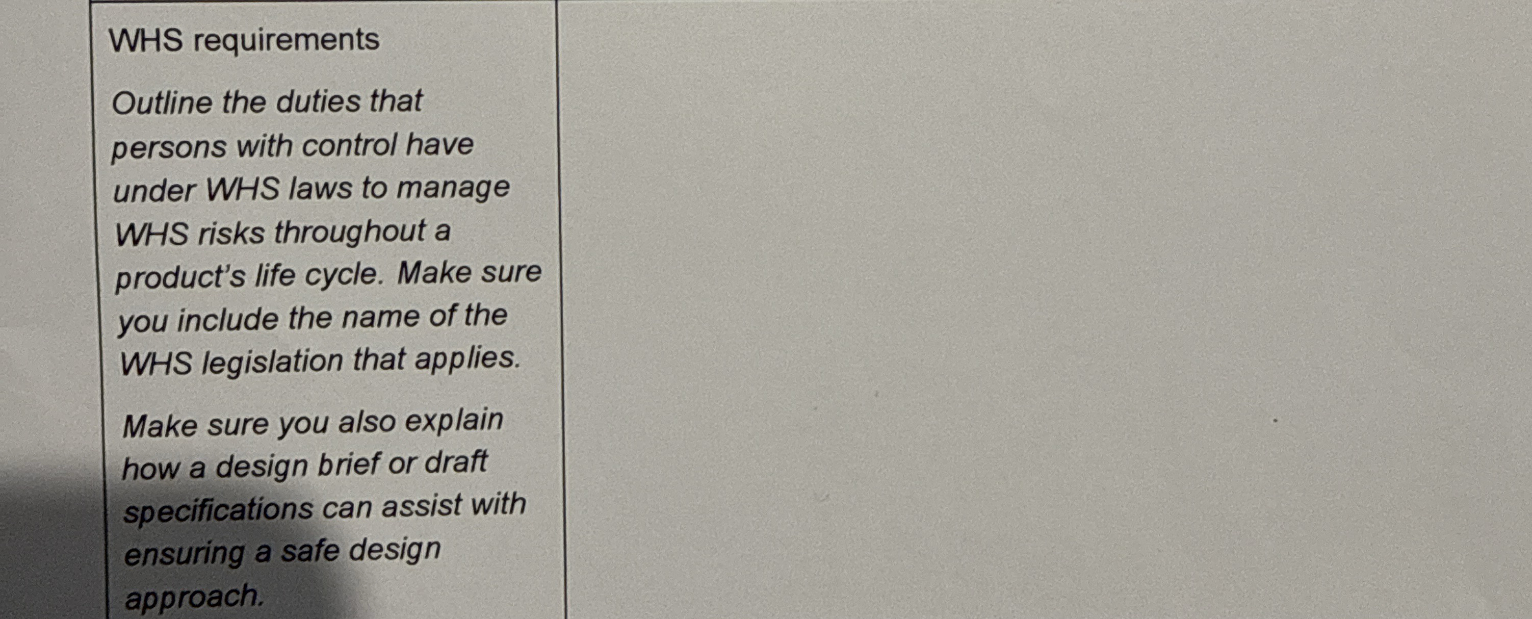 Solved WHS requirementsOutline the duties that persons with | Chegg.com