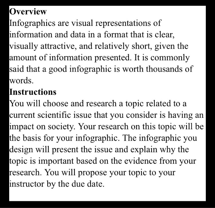 Solved Overview Infographics are visual representations of | Chegg.com