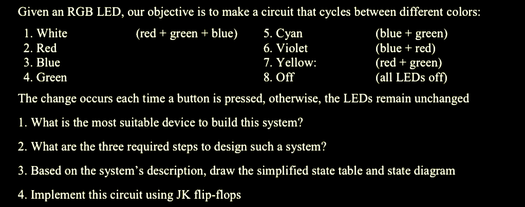 Solved Given an RGB LED, our objective is to make a circuit | Chegg.com