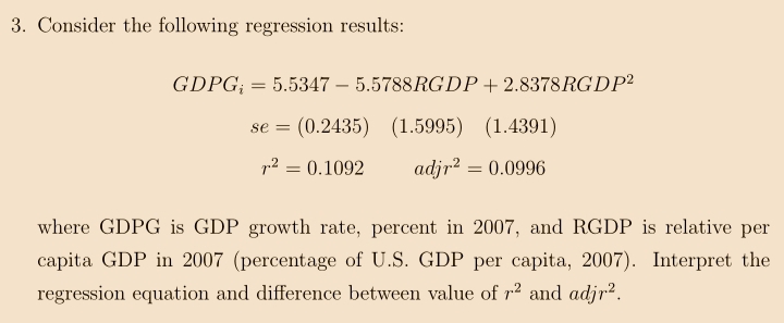 Solved Consider the following regression | Chegg.com