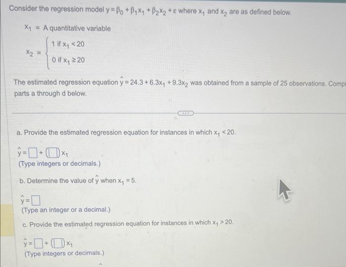 Solved Consider the regression model y=β0+β1x1+β2x2+ε where | Chegg.com
