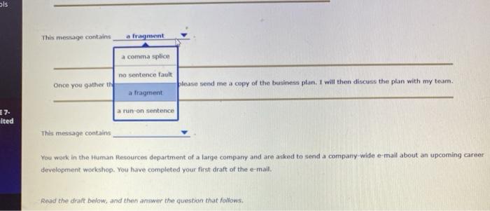 Solved als This message contains a fragment a comma splice | Chegg.com