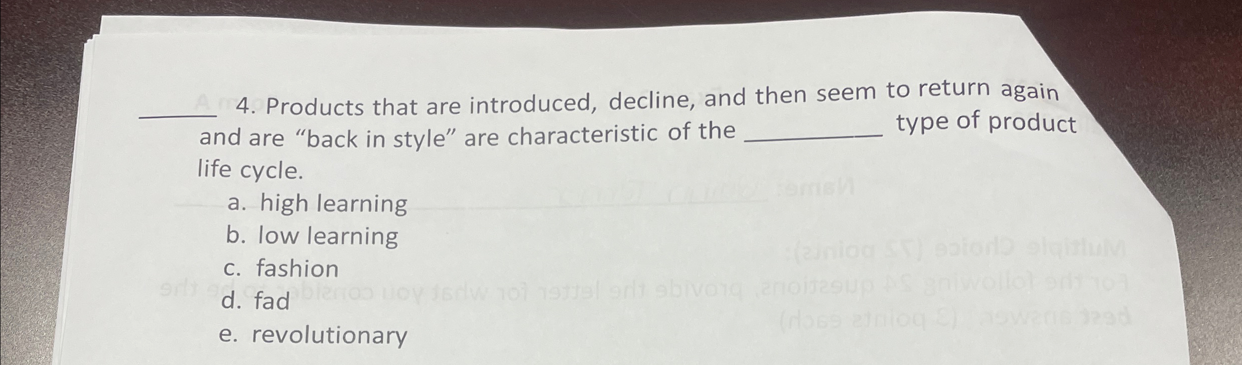 Solved Products that are introduced, decline, and then seem | Chegg.com