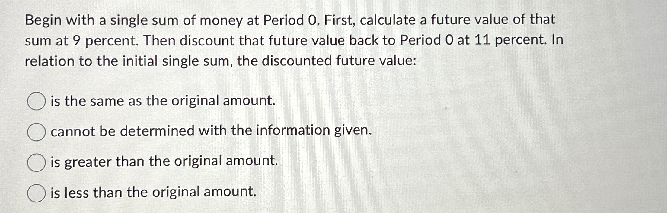 Solved Begin with a single sum of money at Period 0. ﻿First, | Chegg.com