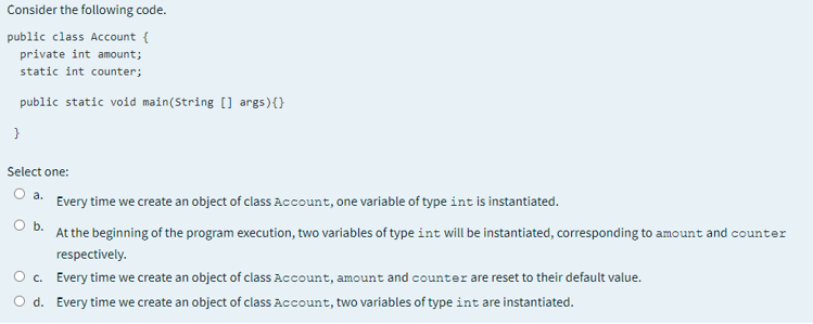 Solved Consider the following code. public class Account \{ | Chegg.com