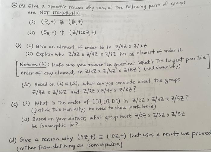 Solved (2) (a) Give a specific reason why each of the | Chegg.com