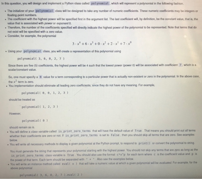 Solved In this question, you will design and implement a | Chegg.com