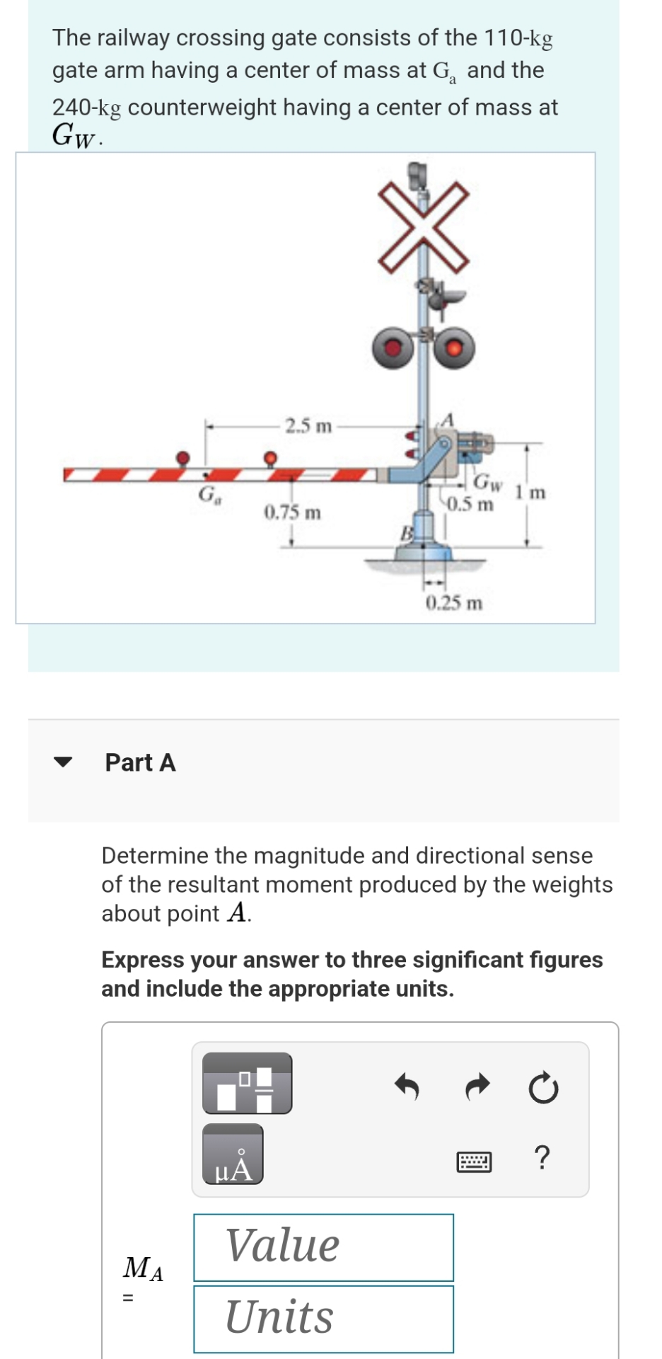 Solved The railway crossing gate consists of the 110-kg | Chegg.com