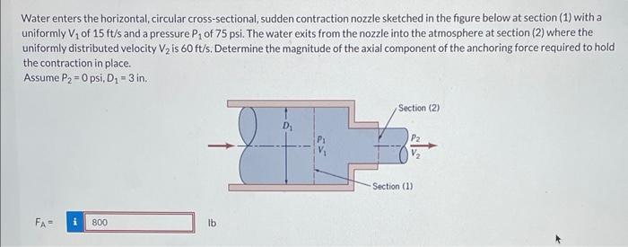[Solved]: Fluid Mechanics Water enters the horizontal, circu