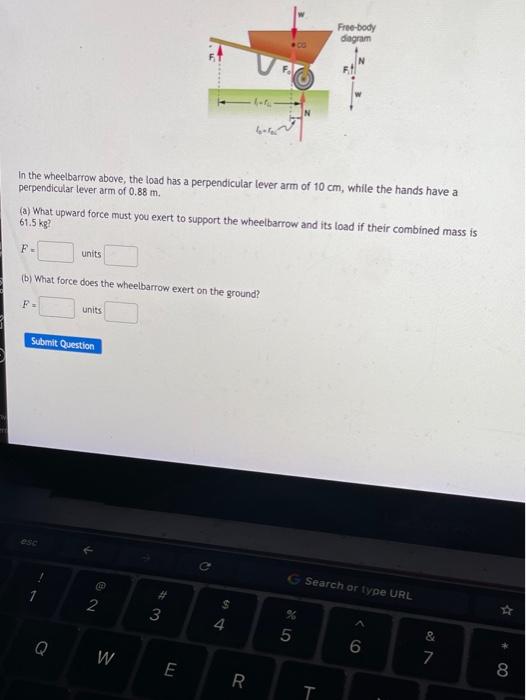 Solved Free-body diagram In the wheelbarrow above, the load | Chegg.com