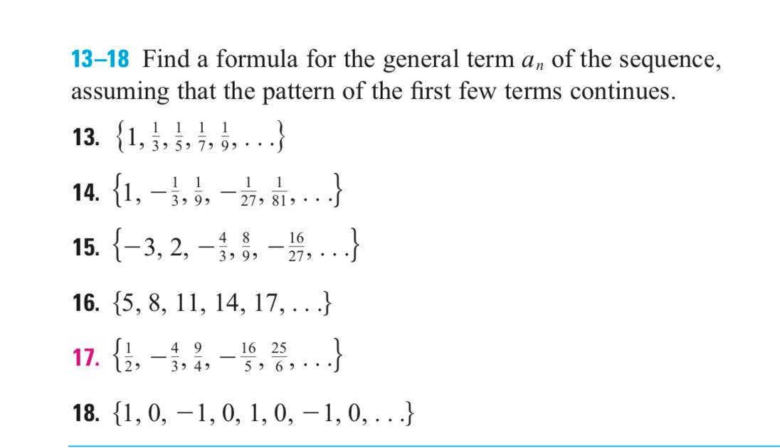 Solved 13-18 ﻿Find a formula for the general term an ﻿of the | Chegg.com