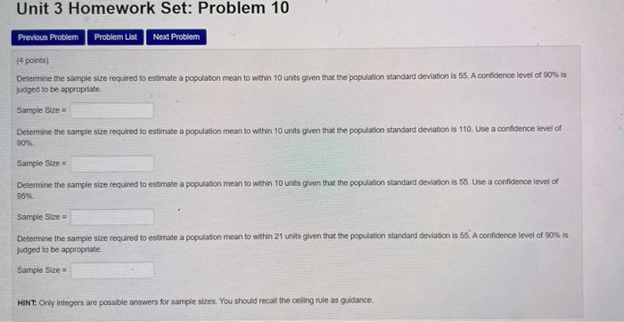 Solved Unit 3 Homework Set: Problem 10 (4 points). Deterrine | Chegg.com