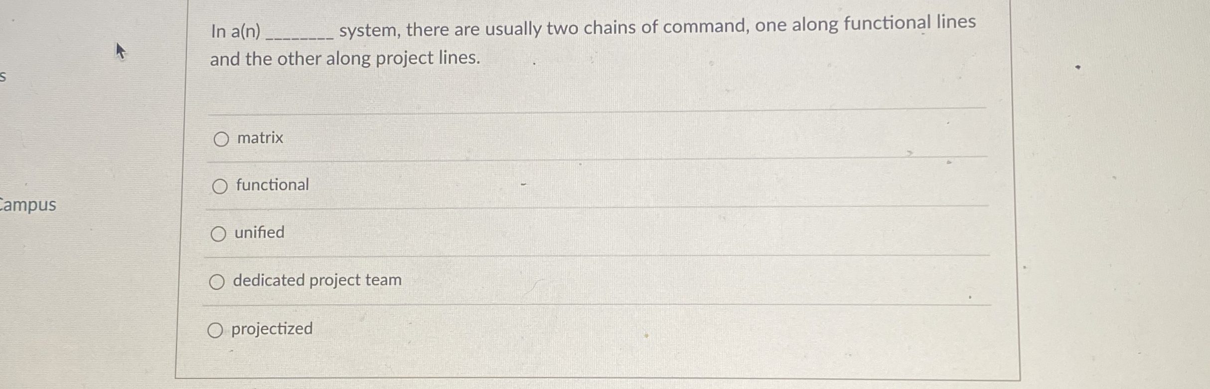 Solved In a(n) q, ﻿system, there are usually two chains of | Chegg.com
